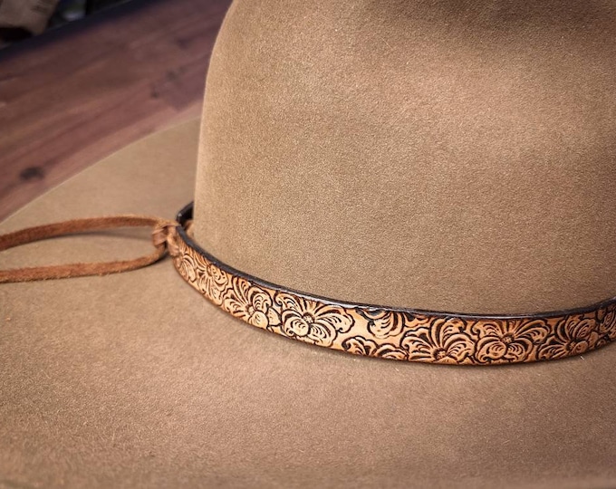 Hat Band Tooled Leather Hat Band Western Hat Band Western Leather ...
