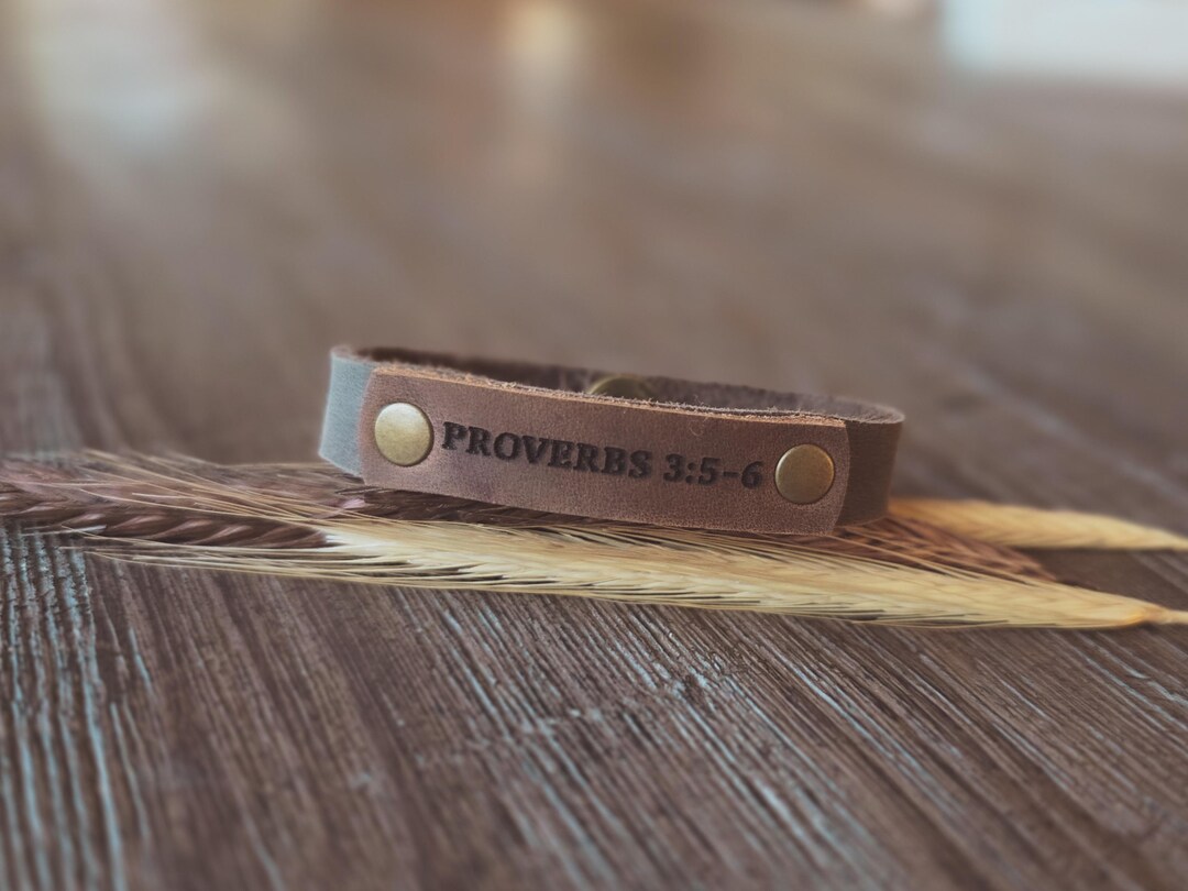 Custom Bible Verse Leather Bracelet - Personalized Scripture Jewelry ...