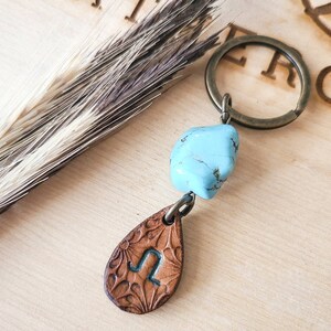 Personalized Tooled Leather Keychain Western Leather Key Chain Cattle ...