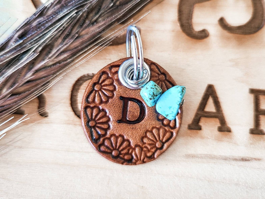 Personalized Dog Tag - Leather Dog Tag - Turquoise Western Dog Tag ...