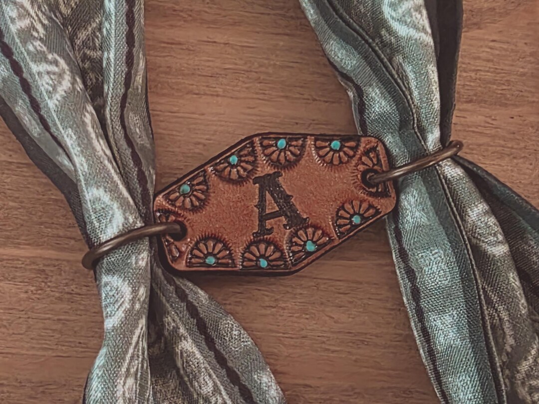 Personalized Leather Scarf Slide: Custom Wild Rag, Bandana Keeper - Etsy