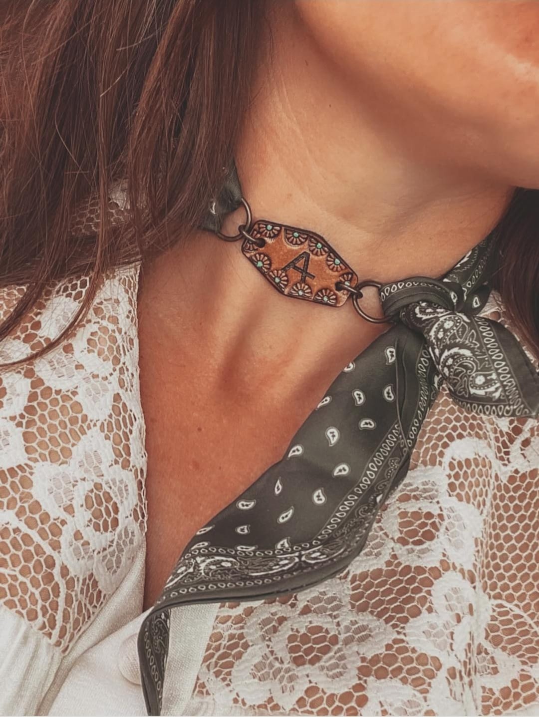 Personalized Leather Scarf Slide: Custom Wild Rag Slide, Bandana Keeper ...