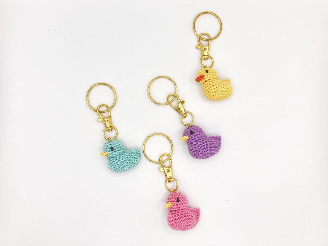 Crochet Duck Keychain | Handmade Cotton Amigurumi Bag Charm - Etsy