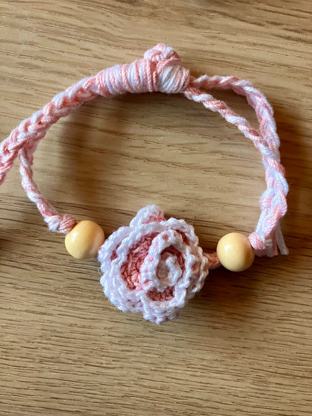 Pink, White, Braided Square Knot Woven Bracelet With Charms - Etsy