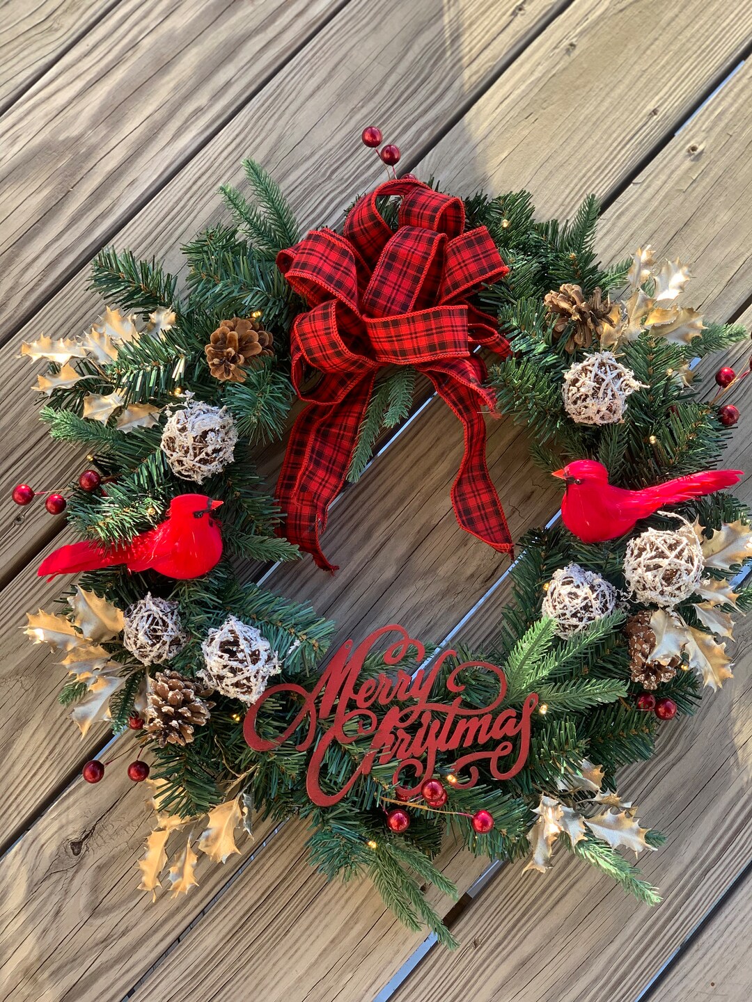 24” Farmhouse Christmas Wreath - Etsy