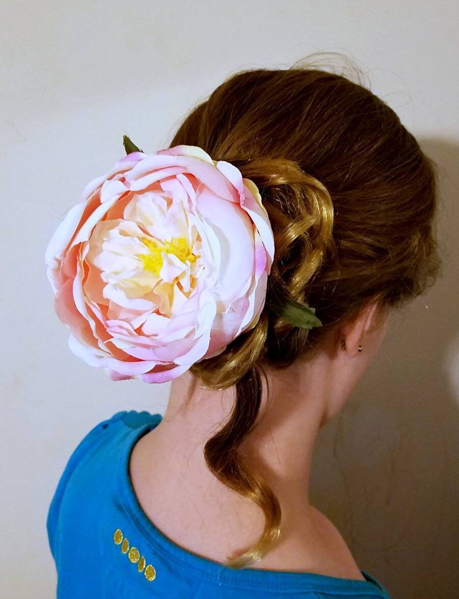 Large Pale Pink Rose Hair Piece for Wedding or Dance Up-dos - Etsy