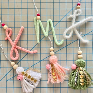 Knitted Letter Ornament, Initial Ornament for Christmas, Stocking ...