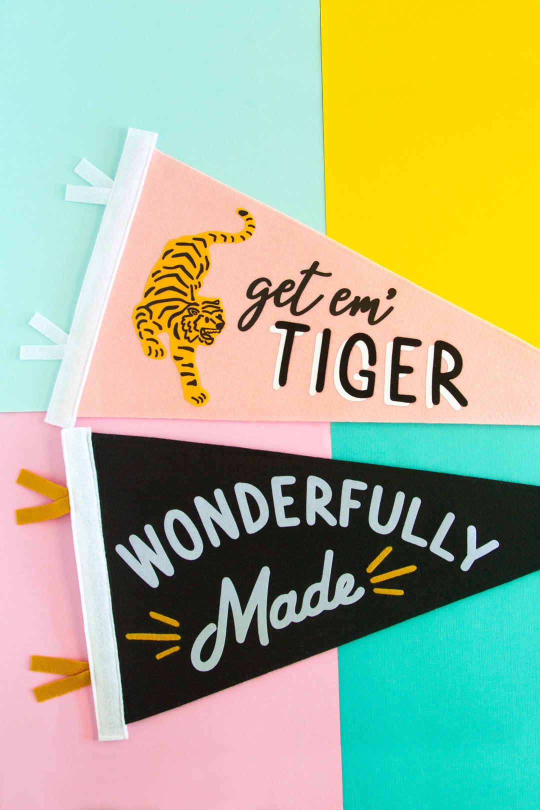 Felt Pennants Get Em Tiger Pennant Wonderfully Made Pennant Tiger Wall ...