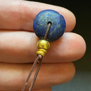 Rustic 18K Gold Necklace, Lapis Leather 18k Solid Gold, Genuine Lapis ...