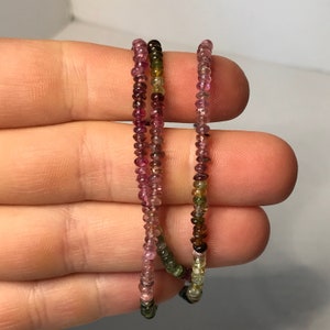 Watermelon Tourmaline Beaded Strand - Sterling Silver - Pink Stone ...