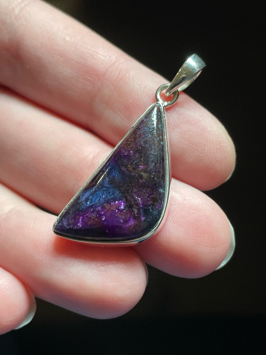 Genuine Sugilite Pendant - Bright Purple Sugilite With Blue Richterite ...