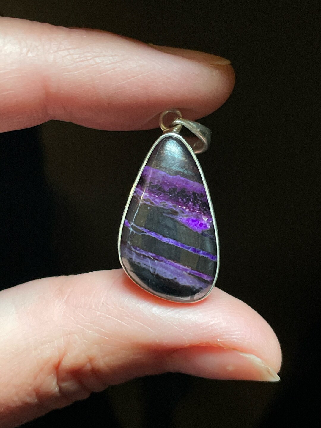 Banded Sugilite Pendant - Rare Purple Black Patterns - Genuine Sugilite ...