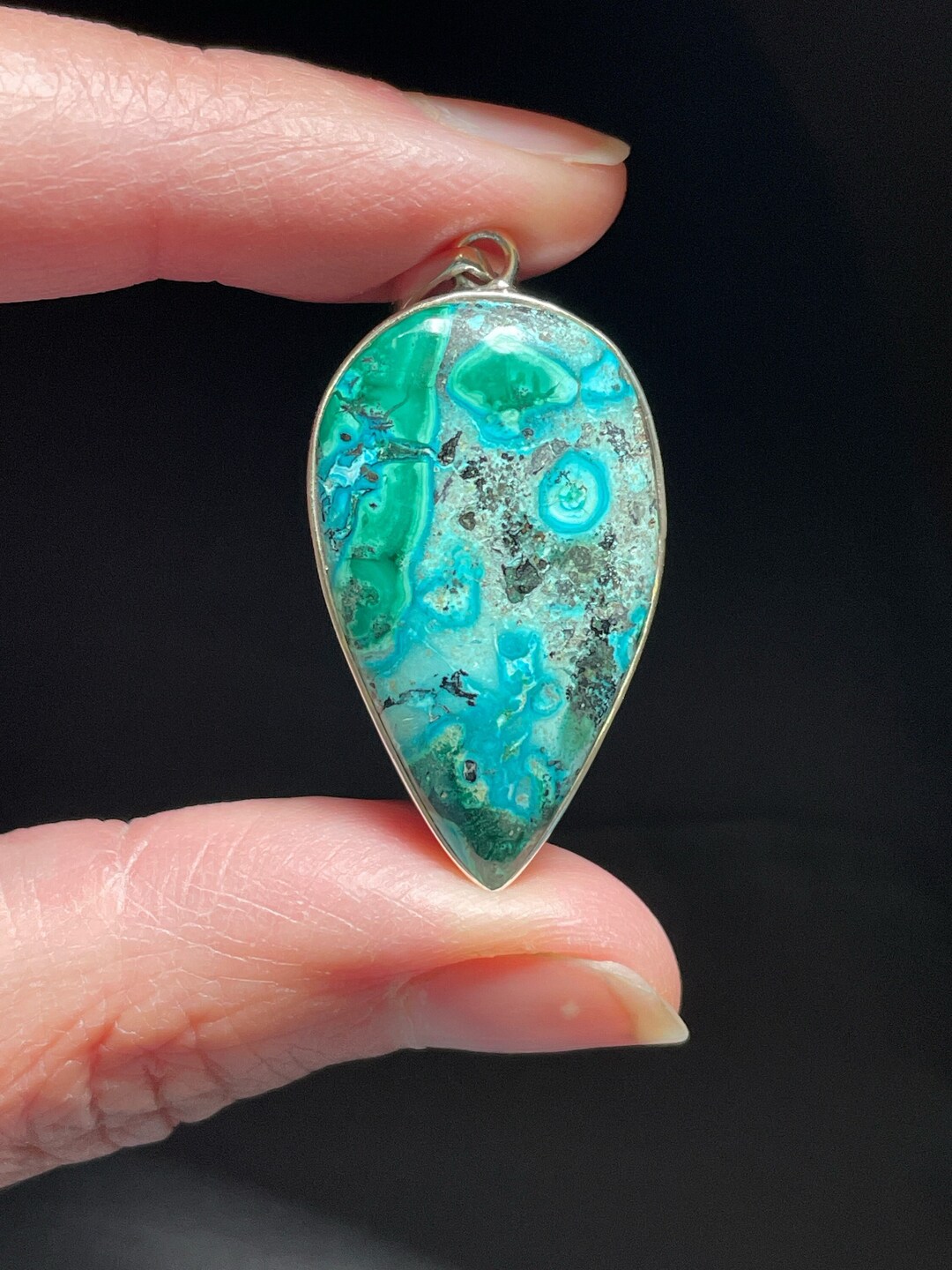 Polar Ice Pendant - Genuine Chrysocolla Malachite Pendat Rare Natural ...