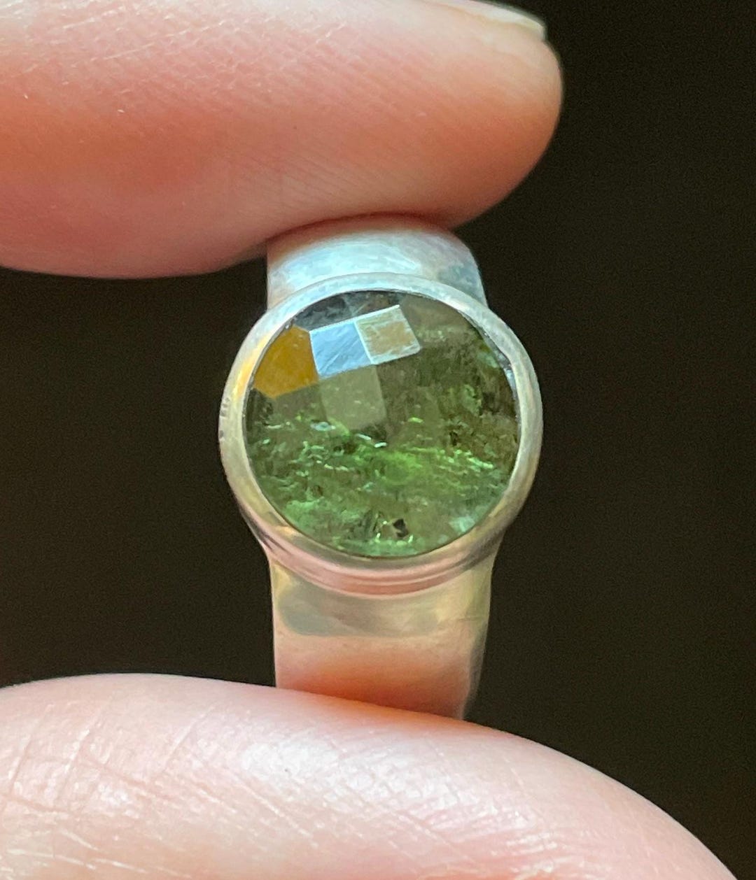 Rose Cut Genuine Moldavite Ring - US Size 8.25 - Faceted and Raw ...
