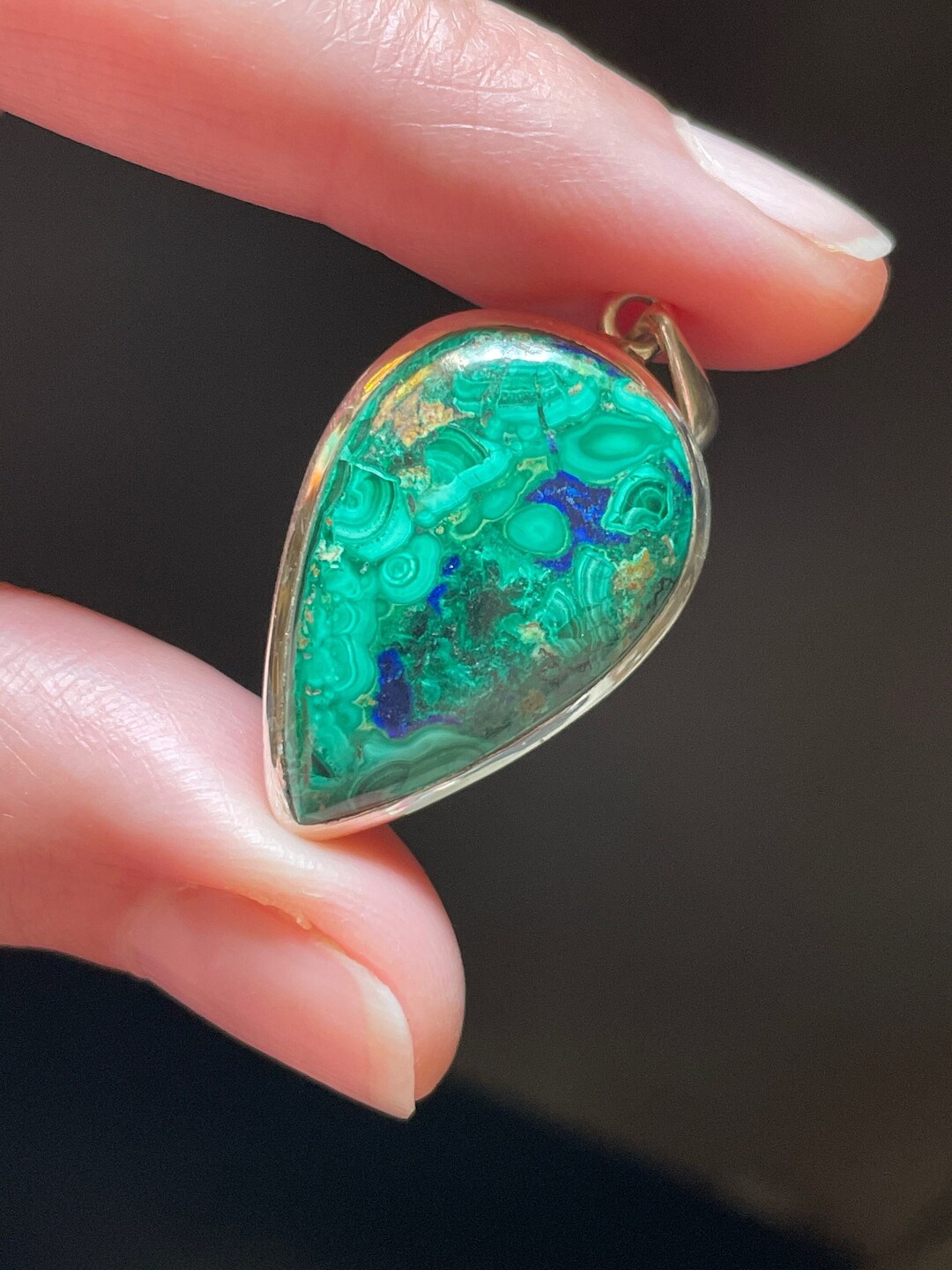 Azurite Lake Malachite Forest Pendant - Genuine Malachite & Azurite ...