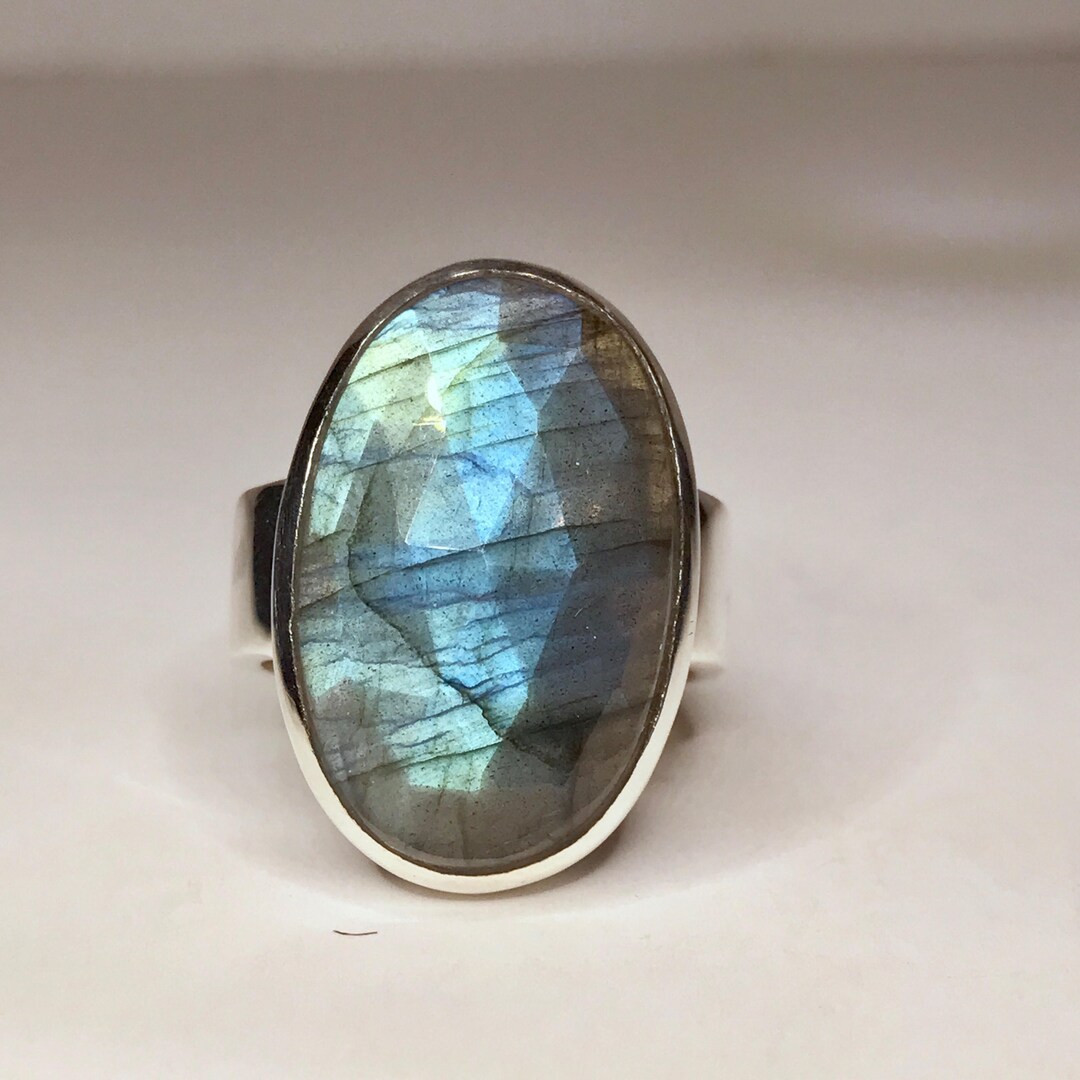 Faceted Labradorite Ring US 9 - Sterling Silver - Labradorite ...
