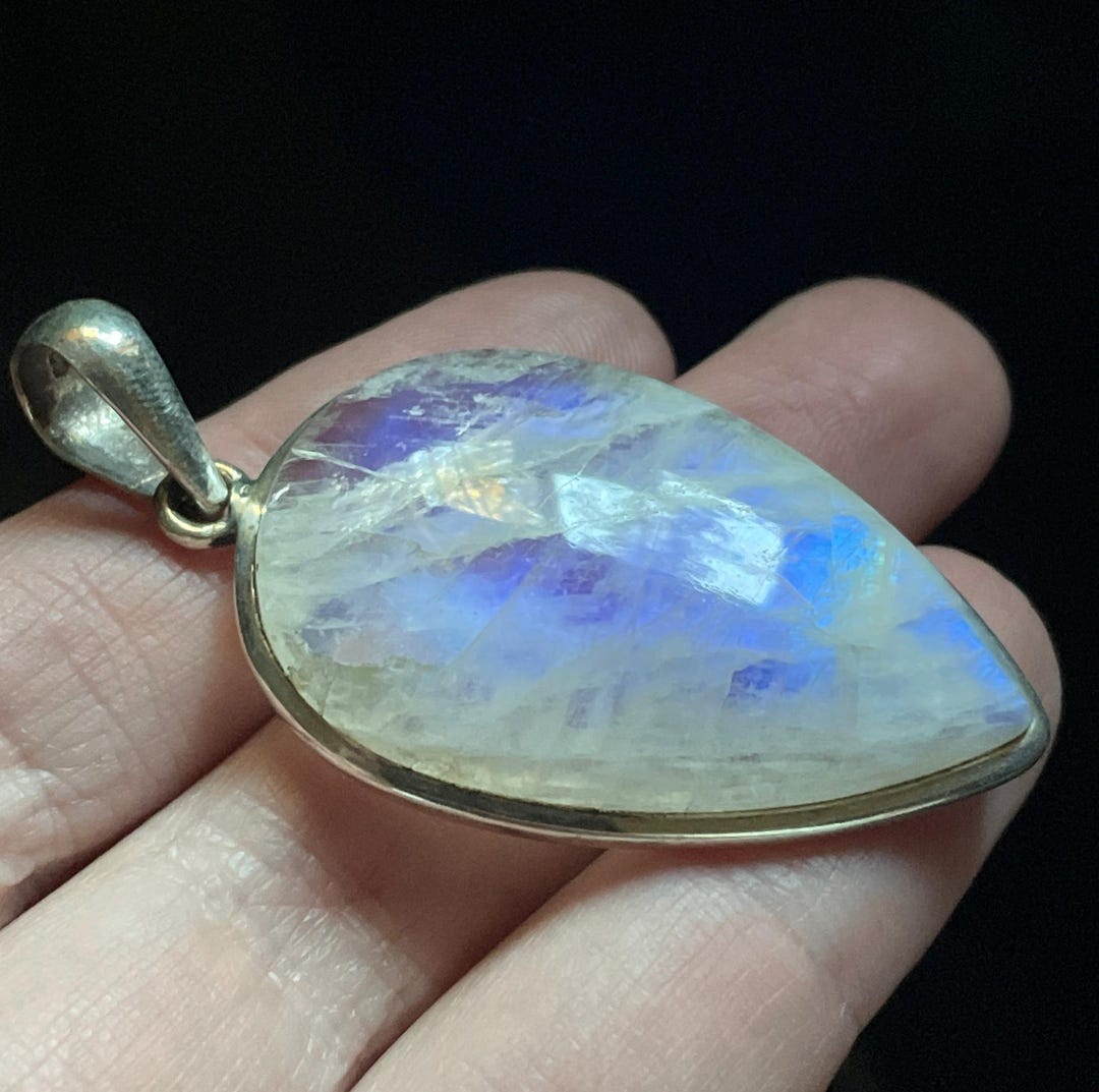 Large Rainbow Moonstone Pendant - Handmade With Natural Gemstone and ...