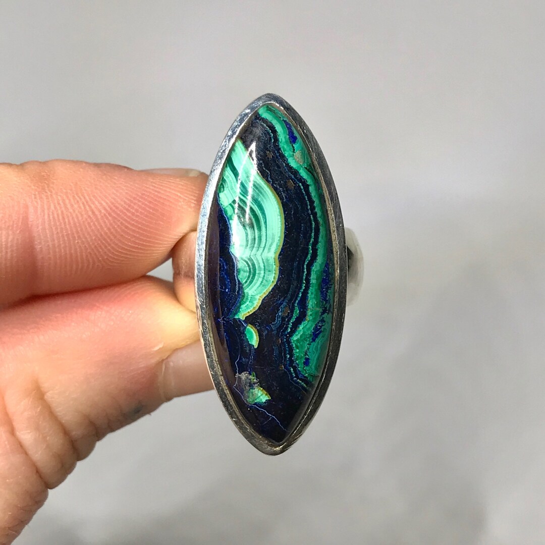 Azurite & Malachite Ring US 5 - Sterling Silver - Azurite Jewelry ...