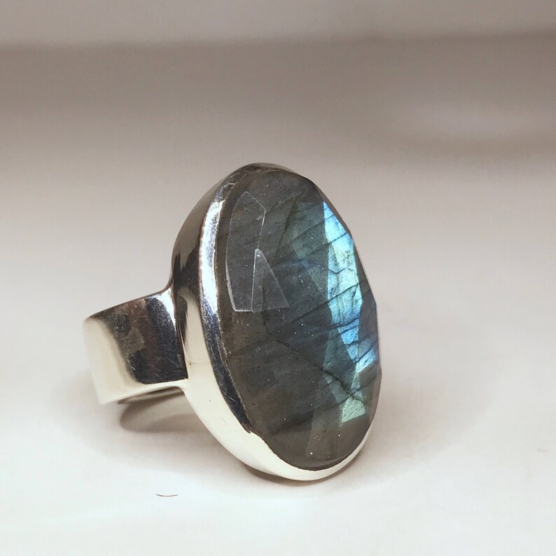 Faceted Labradorite Ring US 9 - Sterling Silver - Labradorite ...
