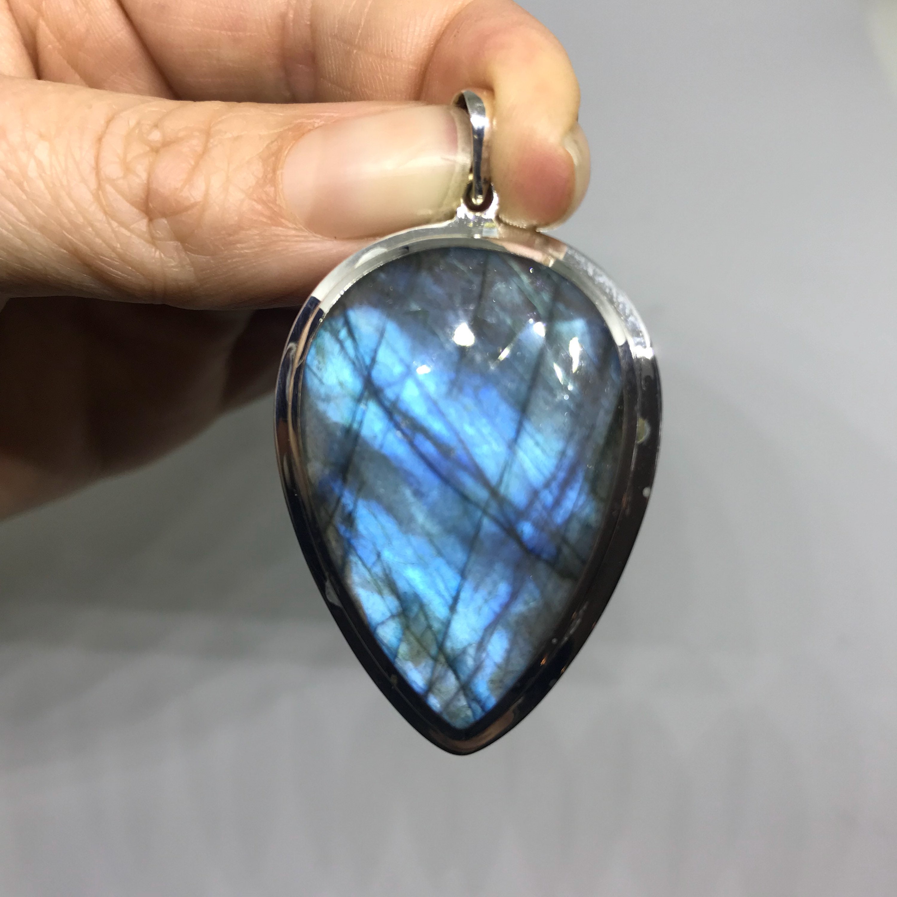 Bright Labradorite Pendant – Sterling Silver – Labradorite Necklace ...