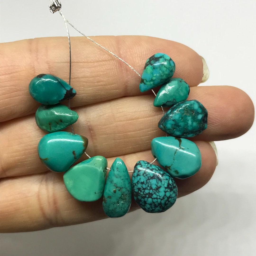 Genuine Turquoise Beads 10 Pieces Teardrop Natural Turquoise December ...