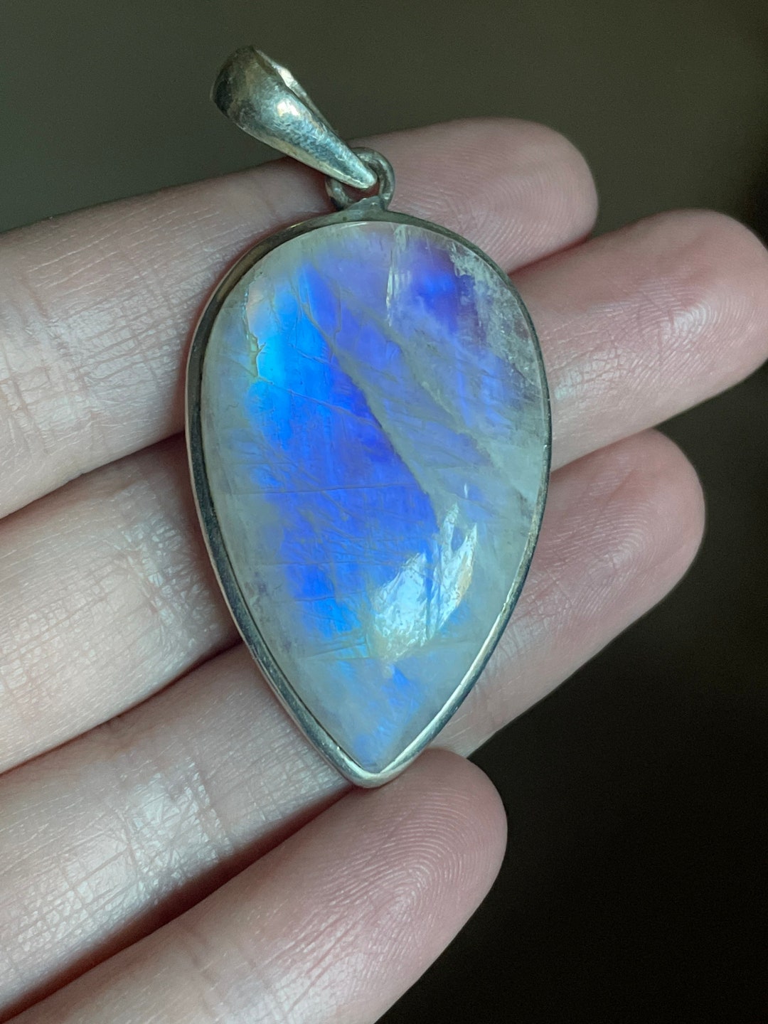 Large Rainbow Moonstone Pendant Handmade With Natural Gemstone and ...