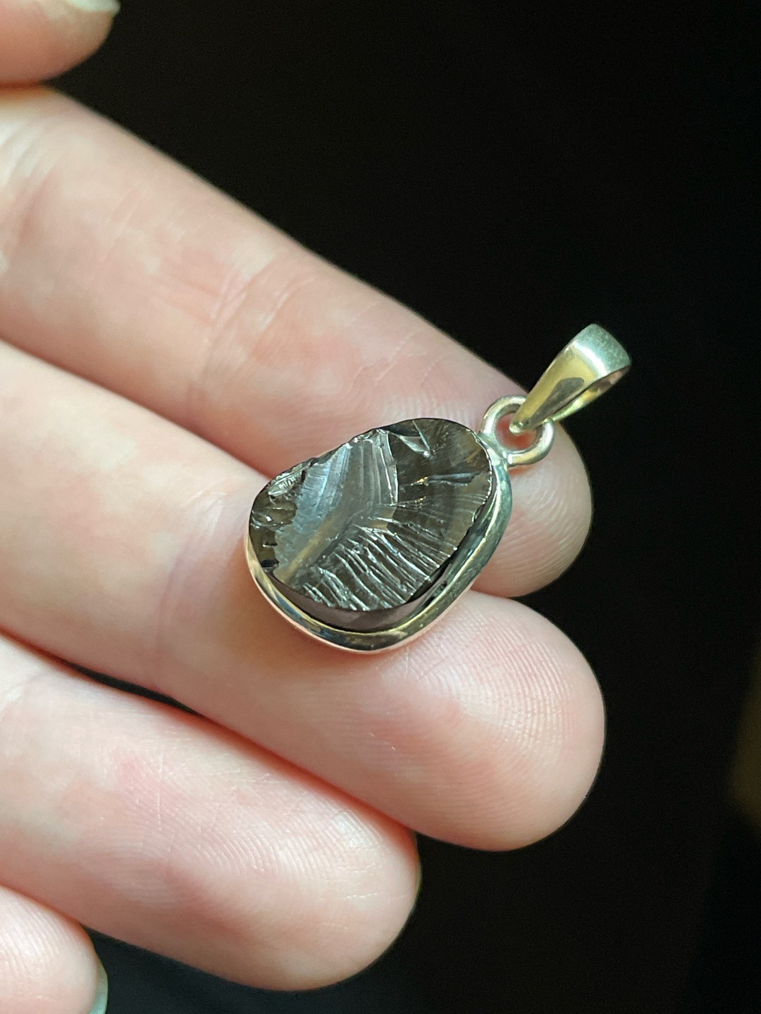 Genuine Shungite Pendant for Men or Women - Raw Shungite With Solid ...