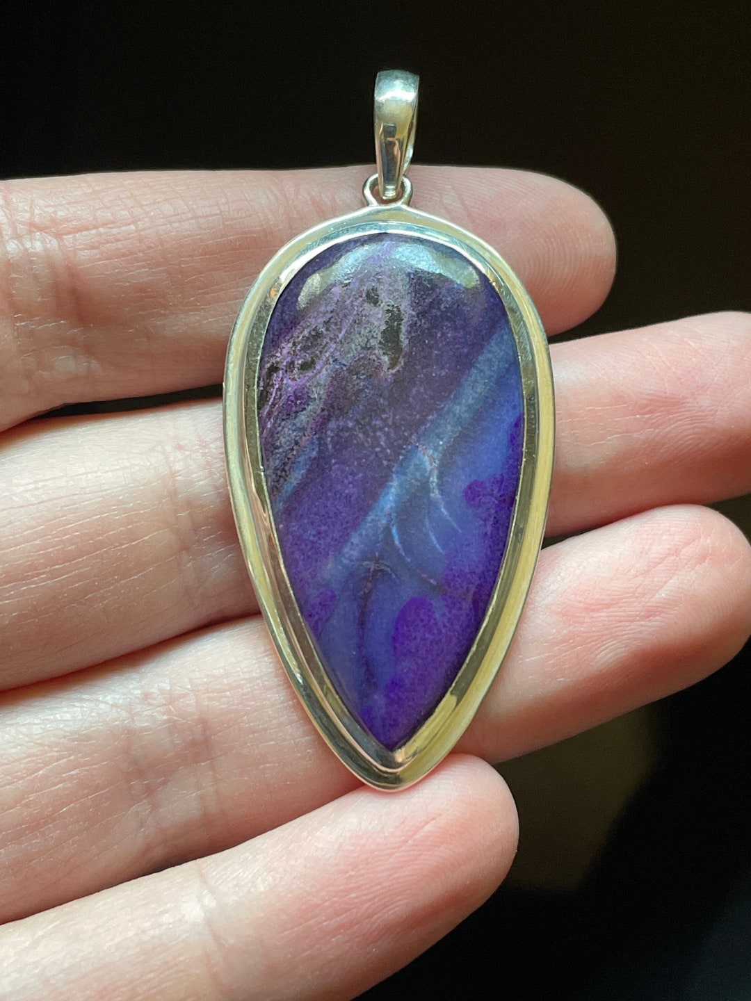 Natural Sugilite Pendant Large Size Genuine Sugilite Pendant Necklace W ...