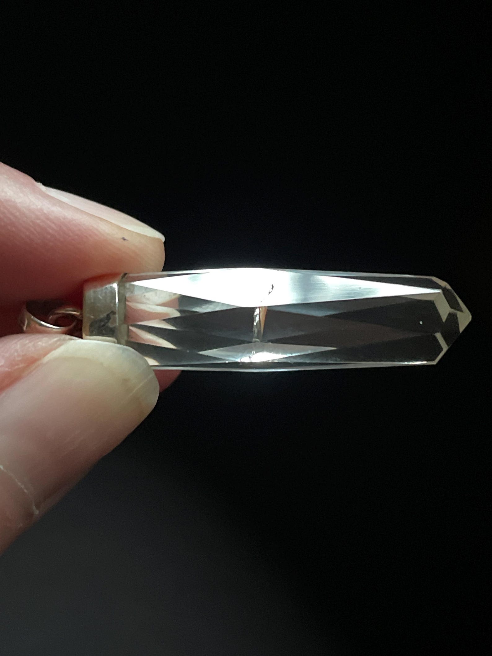 Natural Quartz Cap Pendant, Faceted Clear Crystal Obelisk, Handmade ...