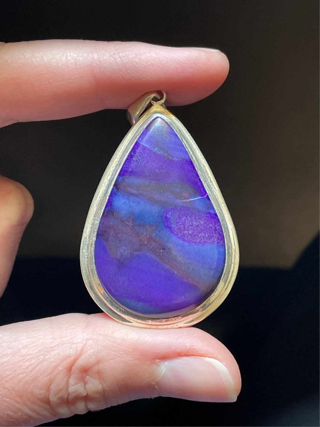 Large Rare Sugilite Pendant Layers of Bright Blue Richterite Genuine ...