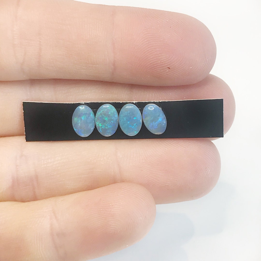 Genuine Solid Australian Opal Cabs 4 Pieces - Black Opal, Opal Cabochon ...