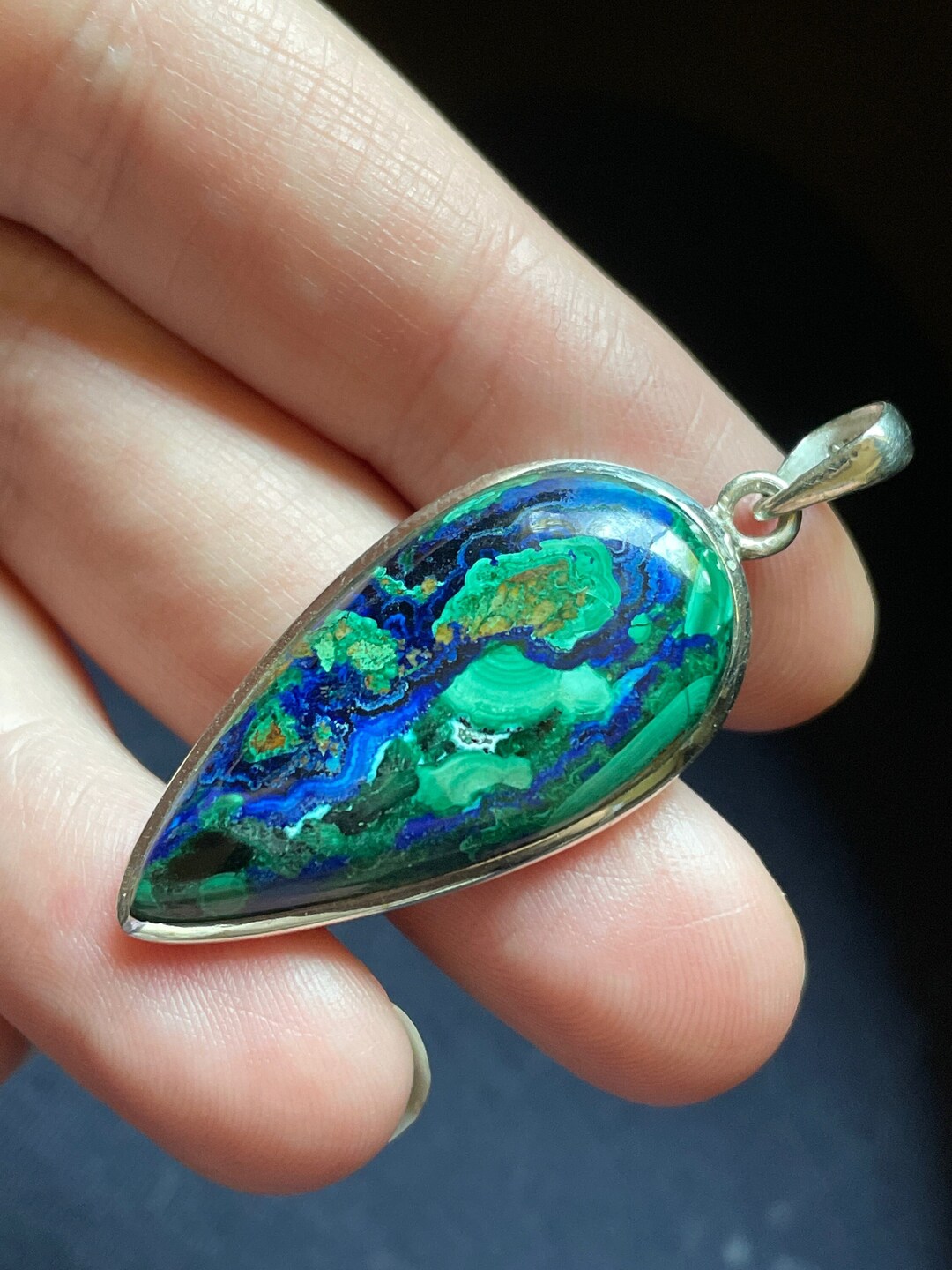 Azurite Sea Pendant Gorgeous Natural Malachite & Azurite Pendant ...
