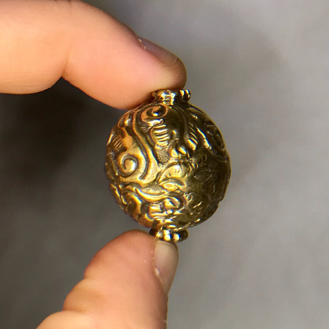Hand Tooled Tibetan Brass Bead - Etsy