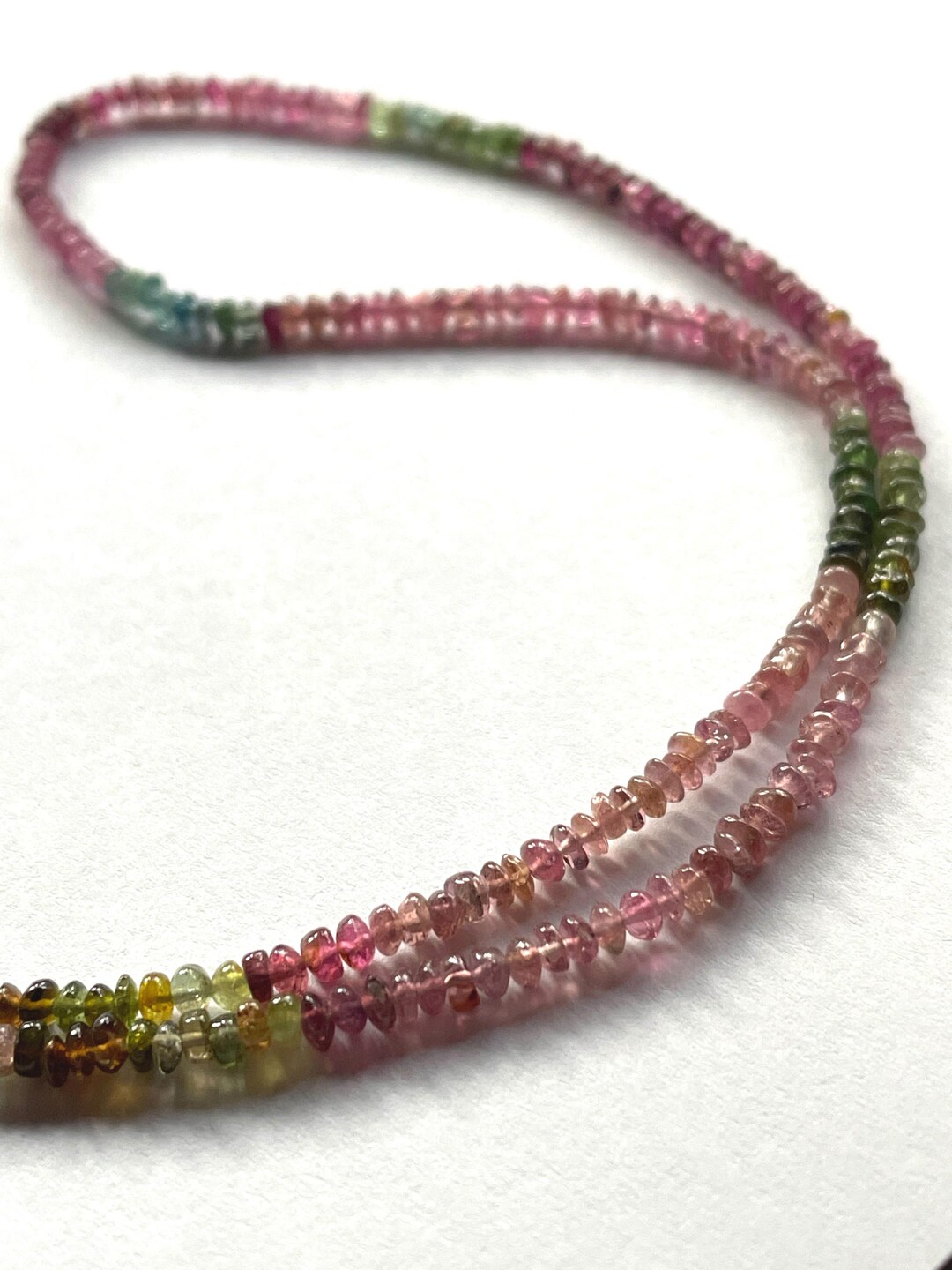Watermelon Tourmaline Beaded Strand - Sterling Silver - Pink Stone ...