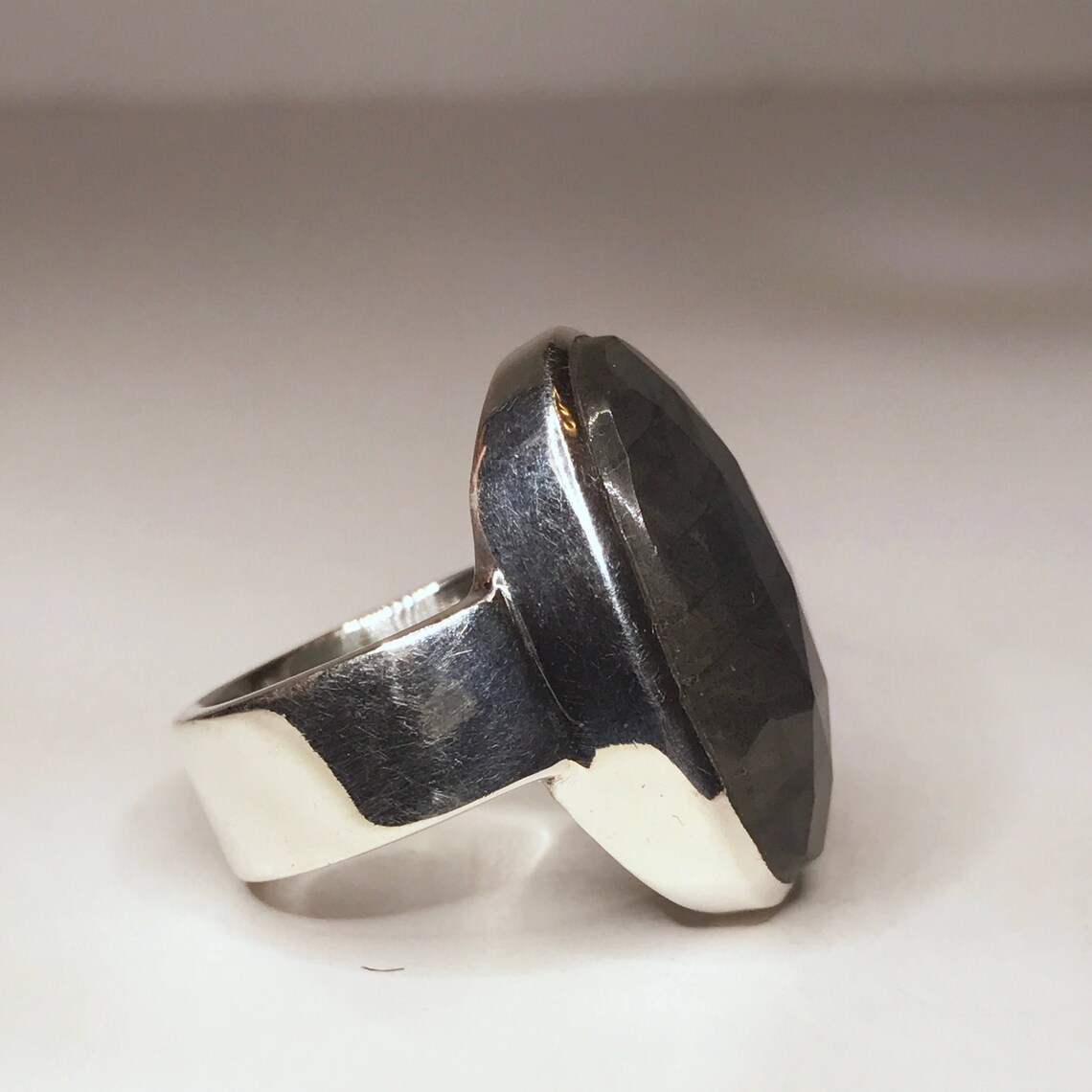 Faceted Labradorite Ring US 9 - Sterling Silver - Labradorite ...