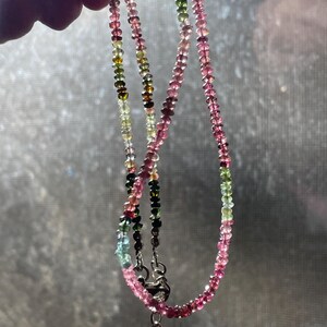 Watermelon Tourmaline Beaded Strand - Sterling Silver - Pink Stone ...