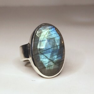 Faceted Labradorite Ring US 9 - Sterling Silver - Labradorite ...