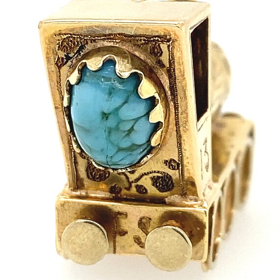 17k Yellow Gold Train Engine Pendant - Gem