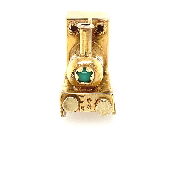 17k Yellow Gold Train Engine Pendant - Gem