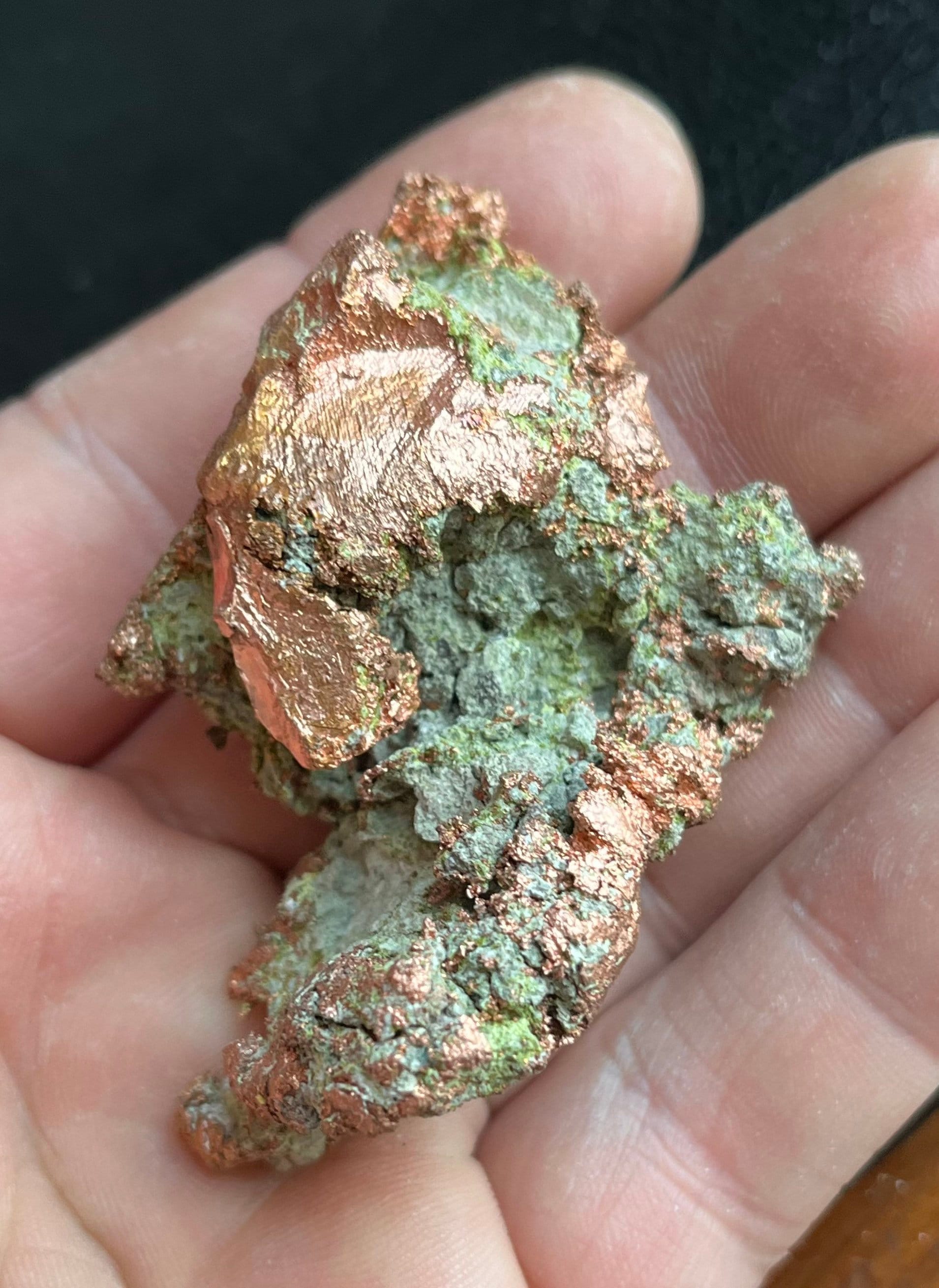 6cm Beautiful Natural Copper Specimen W Green Epidote & Basalt Keweenaw ...