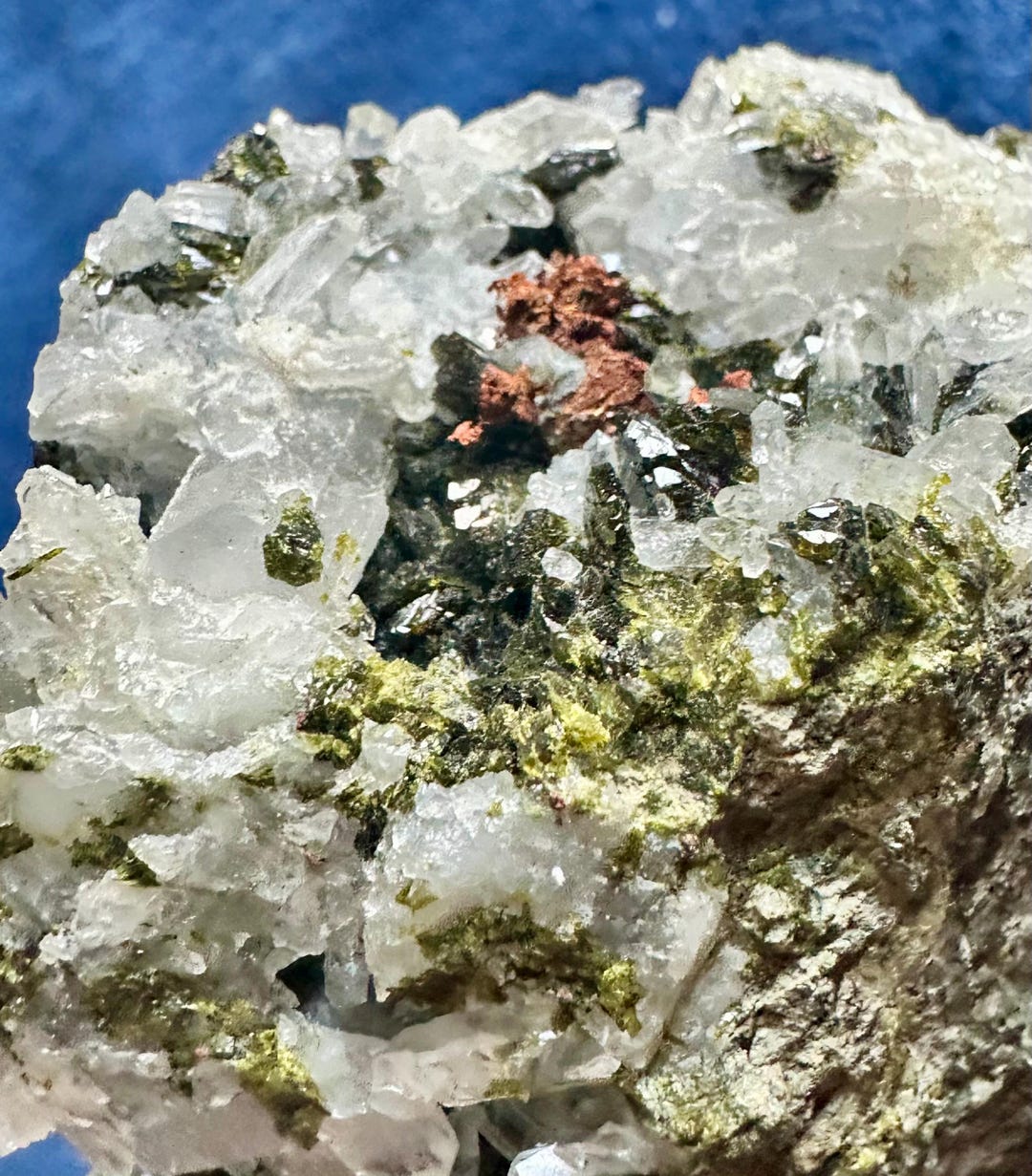 9cm Unbelievable Self-found Epidote & Quartz Crystals W Copper ...