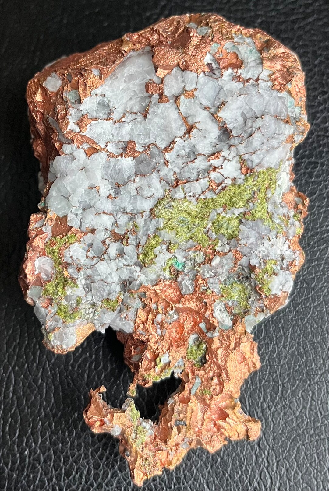 8.5cm Sharp Crystallized Copper W Quartz & Epidote - Keweenaw, Michigan ...