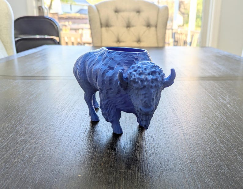 3D Printed Buffalo Planter, Red and Blue Succulent Pot, Eco-friendly ...