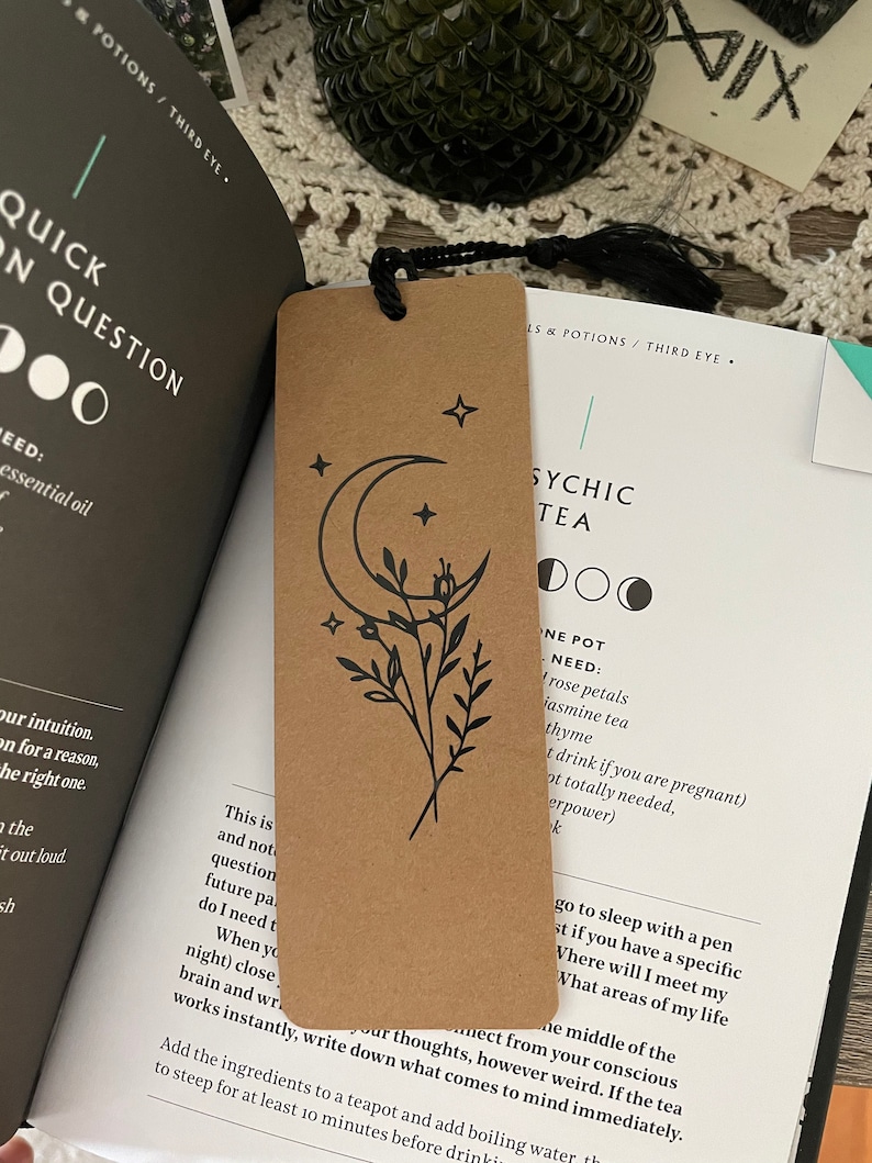 Moon Bookmark | Books | Witchy | Herbs | Book of Shadows | Recycled ...