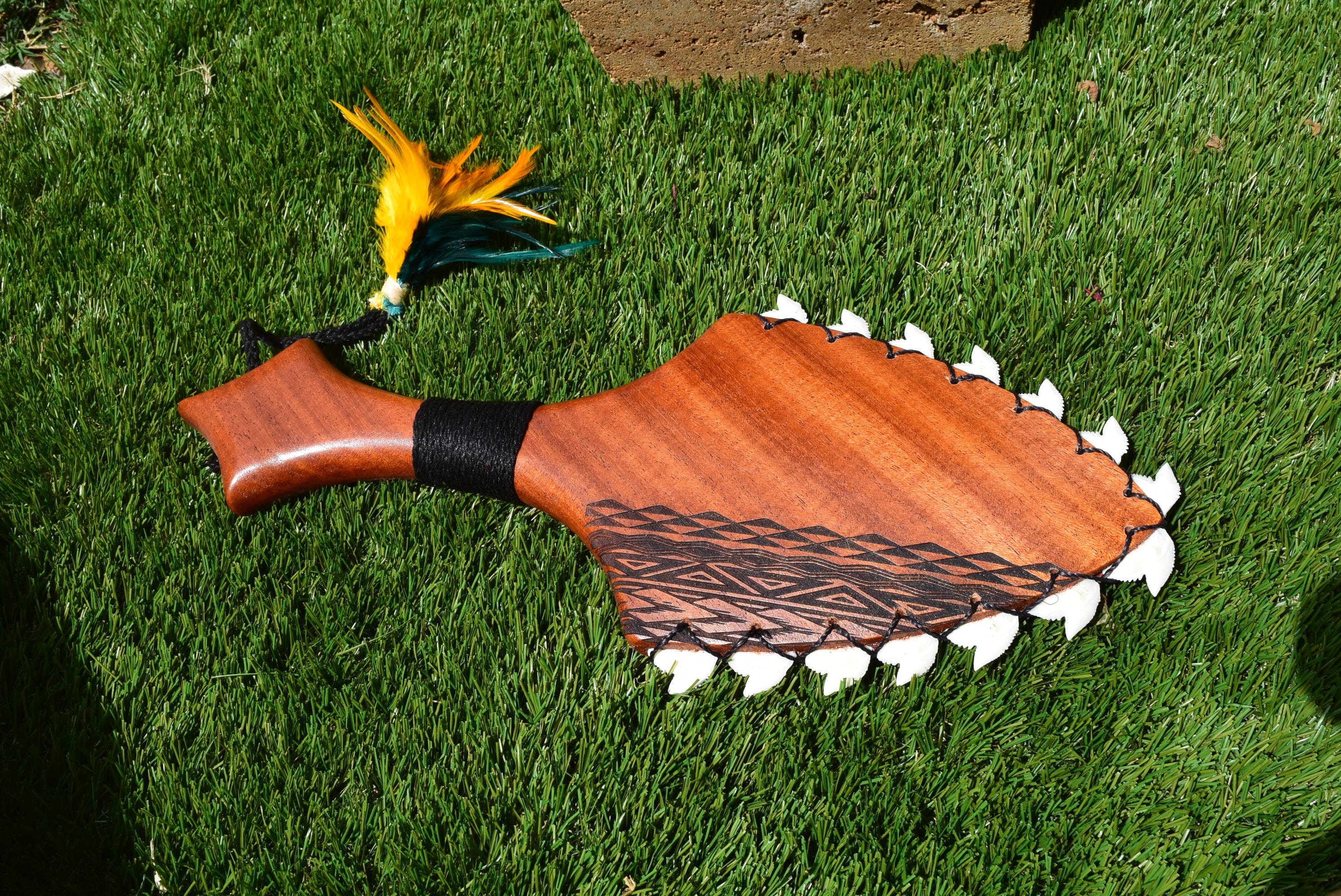 Hawaiian leiomano dagger shark tooth weapon with tribal | Etsy