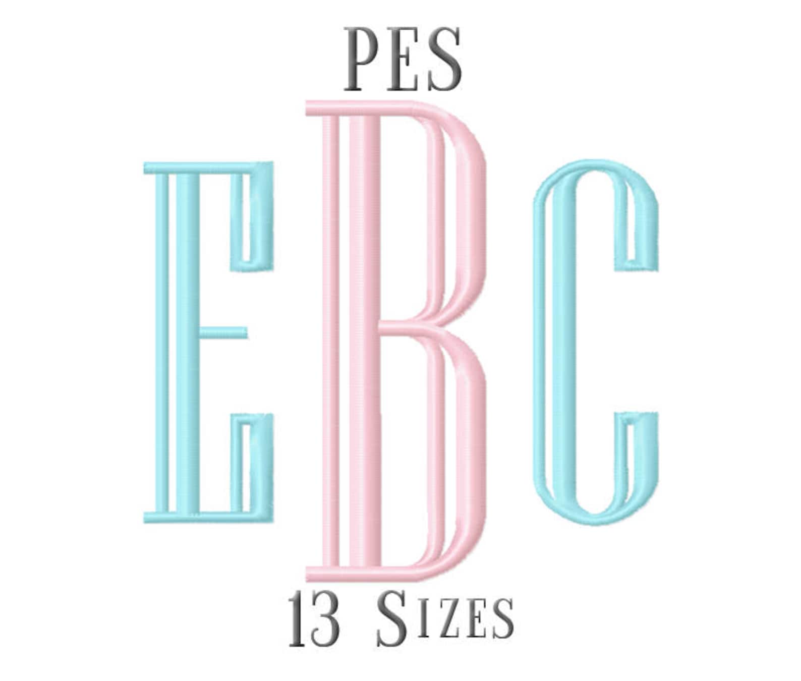 13 SIZE PES Fonts Engraved Monogram Embroidery Fonts Embroidery Designs ...