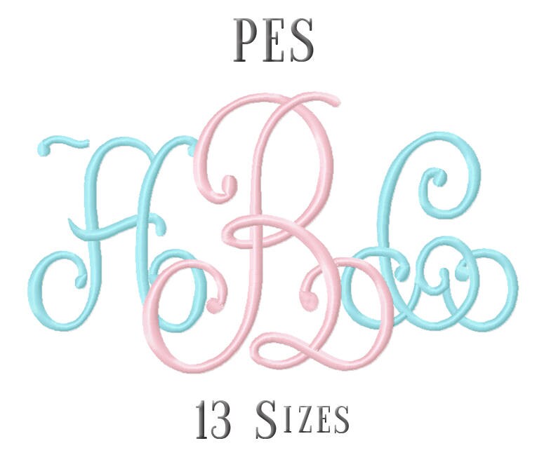 13 SIZE PES Fonts Lace Monogram Embroidery Fonts Embroidery | Etsy