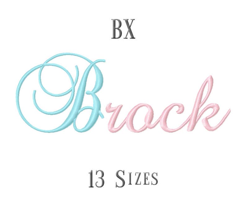 13 SIZE BX Fonts Brock Script Embroidery Fonts Embroidery - Etsy