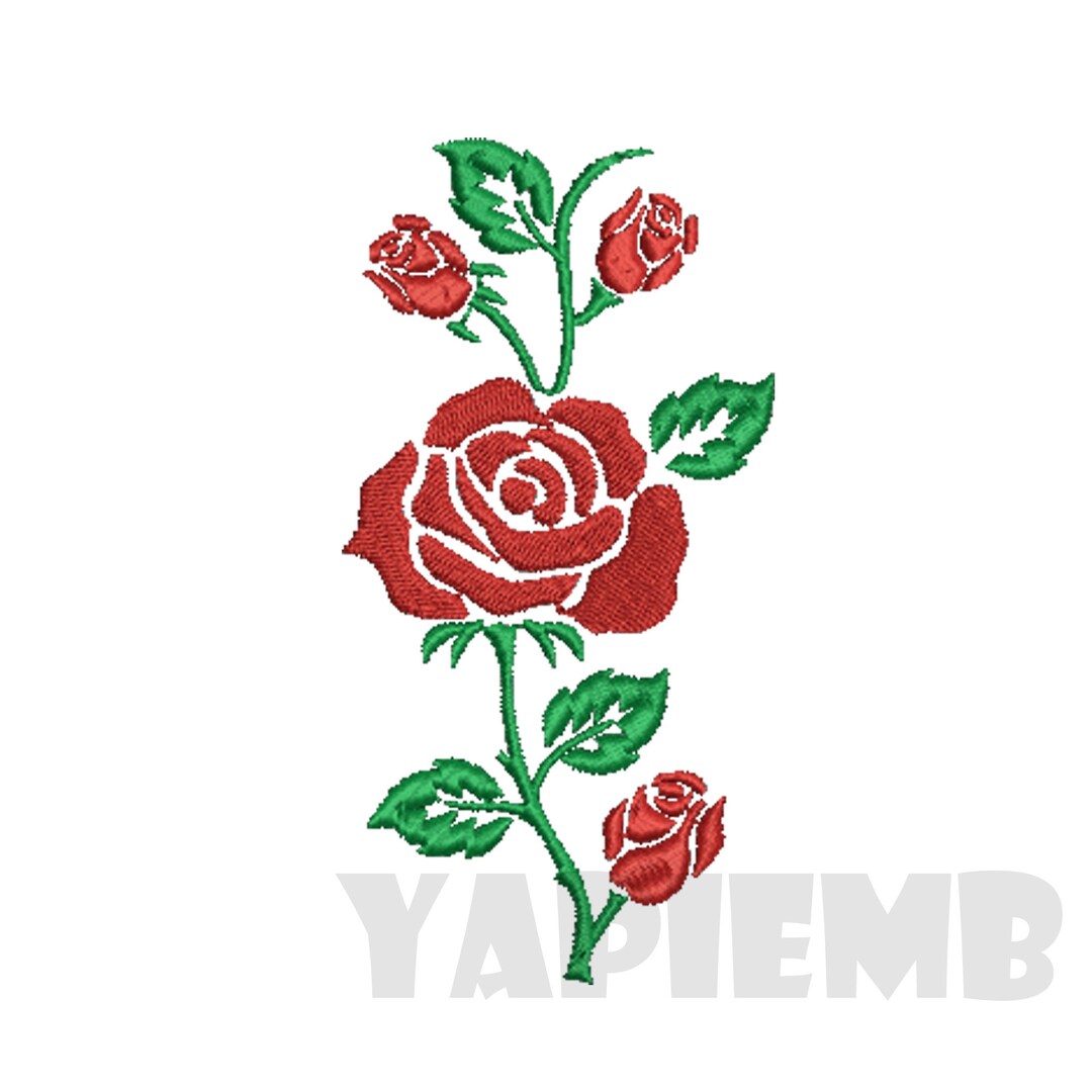 4 SIZES Rose Embroidery Designs Machine Embroidery Designs PES ...