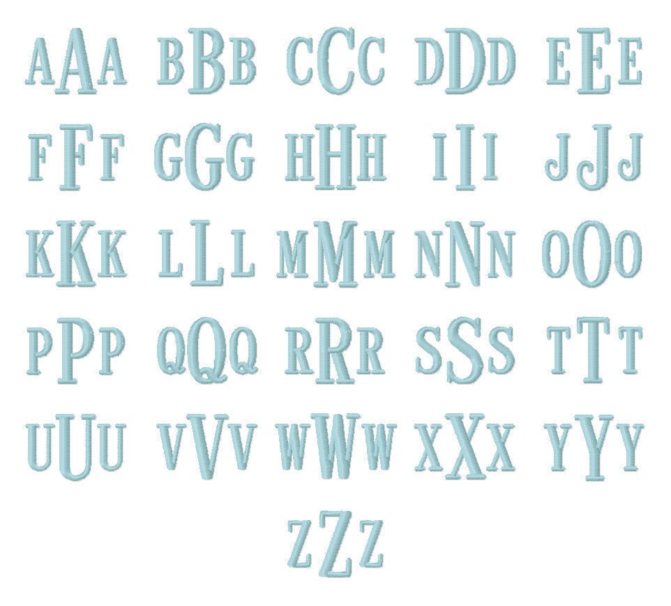 13 SIZE PES Fonts Roman Monogram Embroidery Fonts Embroidery | Etsy